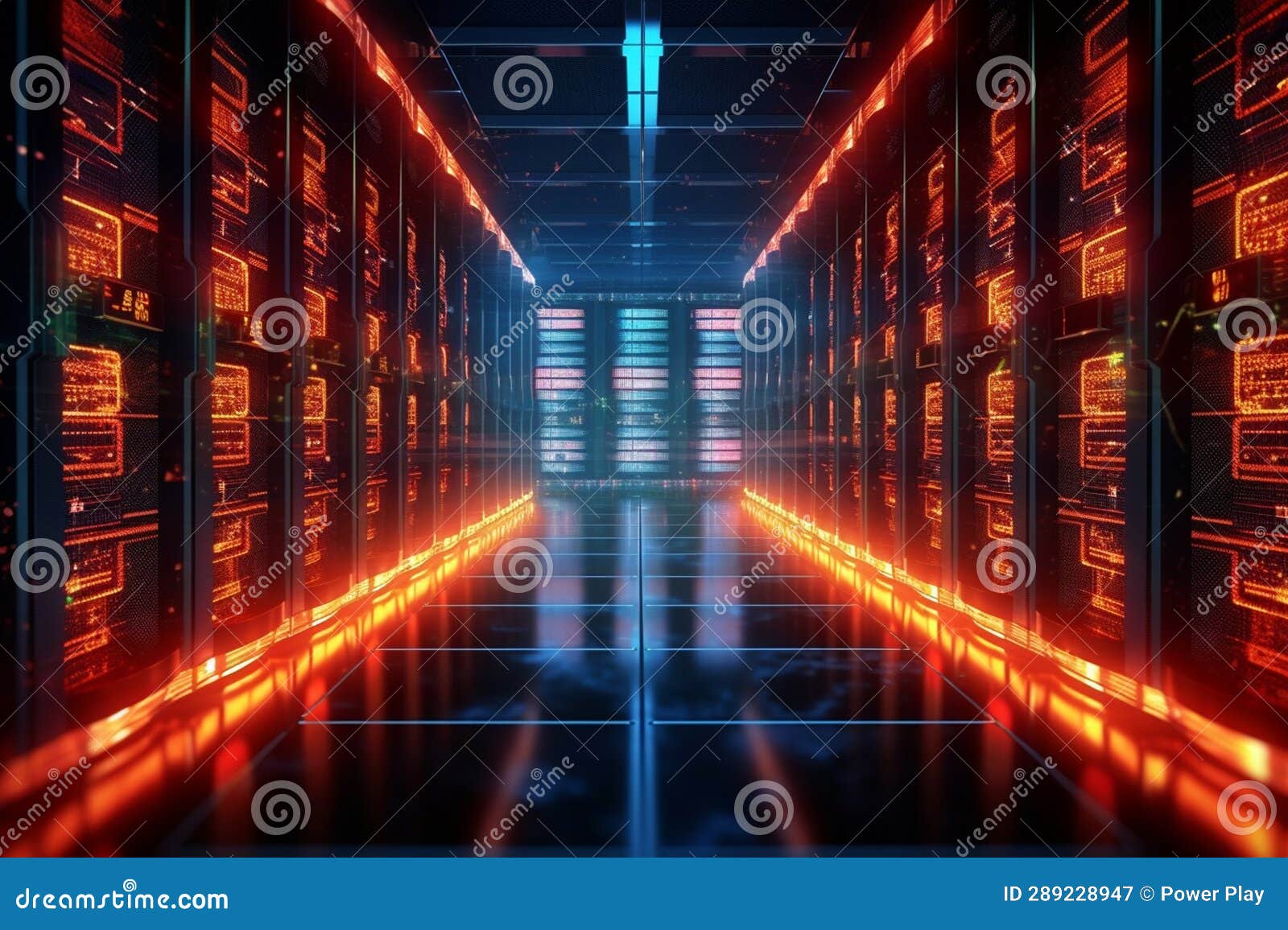 Server Room Data Center. 3d Rendering Toned Image Double Exposure Stock ...