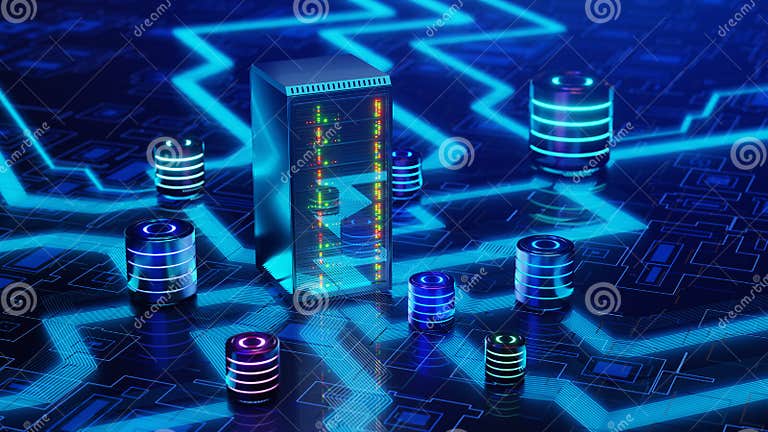 Server Room Data Center, Database Connection, Transfer Data Stock ...