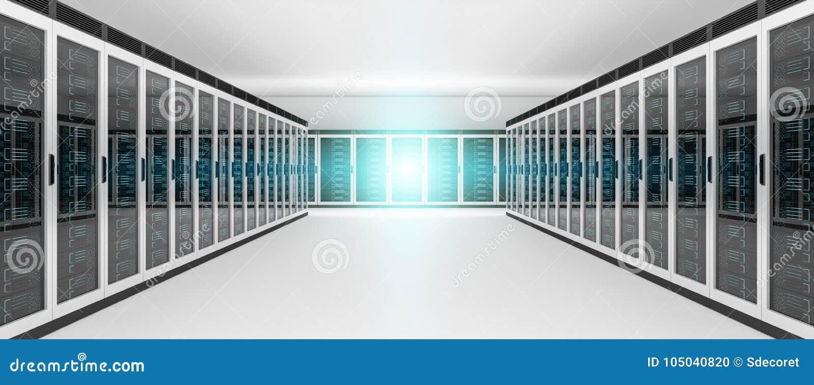 Server Room Data Center Interior 3D Rendering Stock Illustration ...