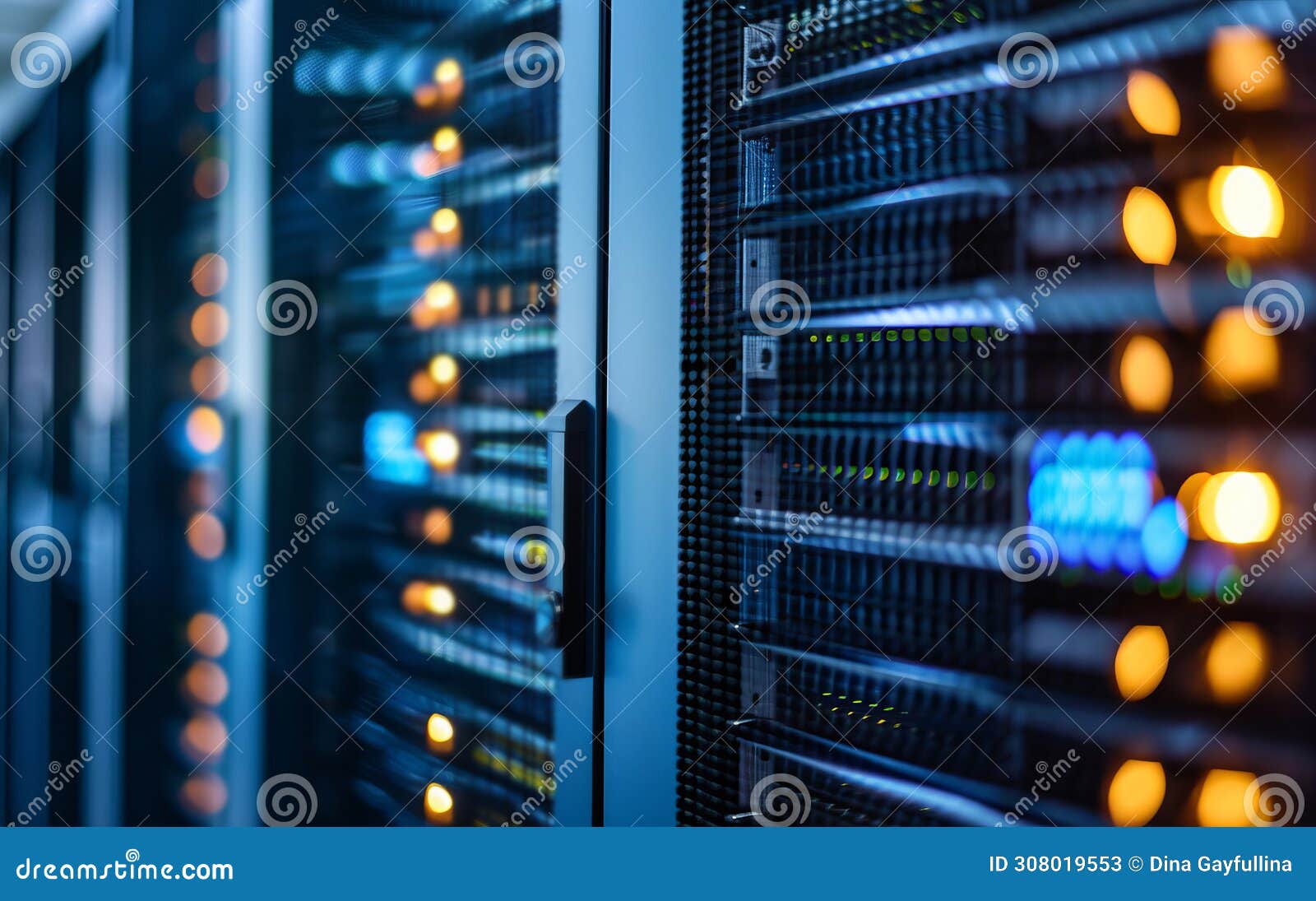 Server Room Data Center with Racks of Storage Information and Cloud ...