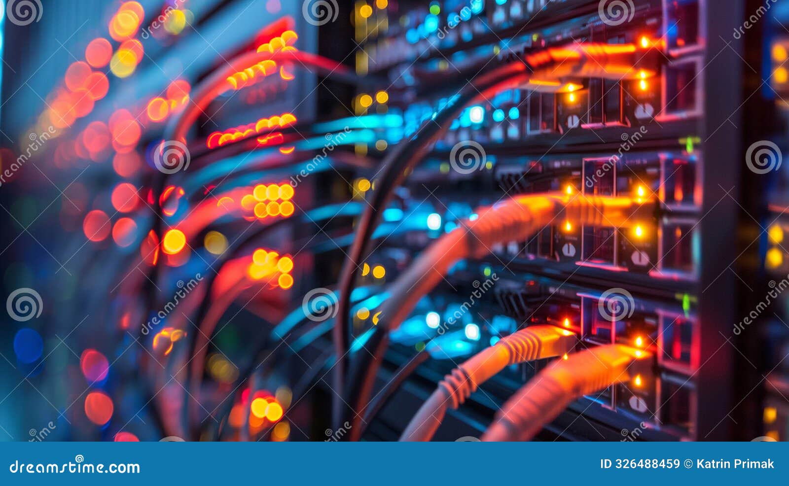 Server Room or Data Center with Rows of Big Server Racks, Modern Data ...