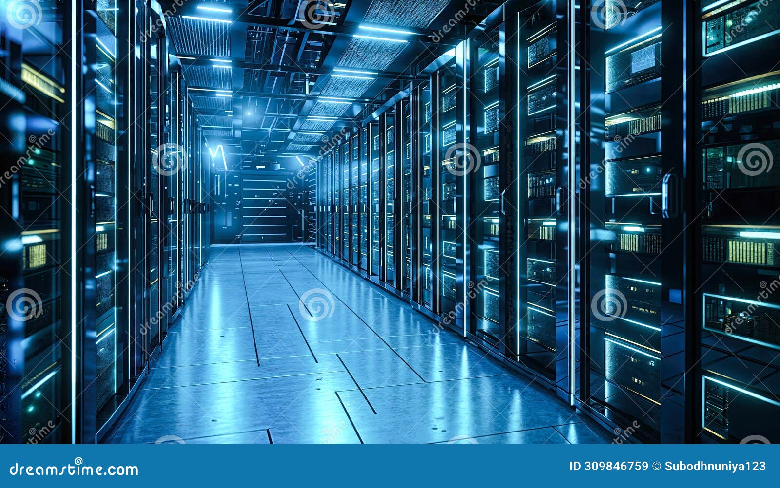 Server Room Data Center with Rows of Server Racks Stock Illustration ...