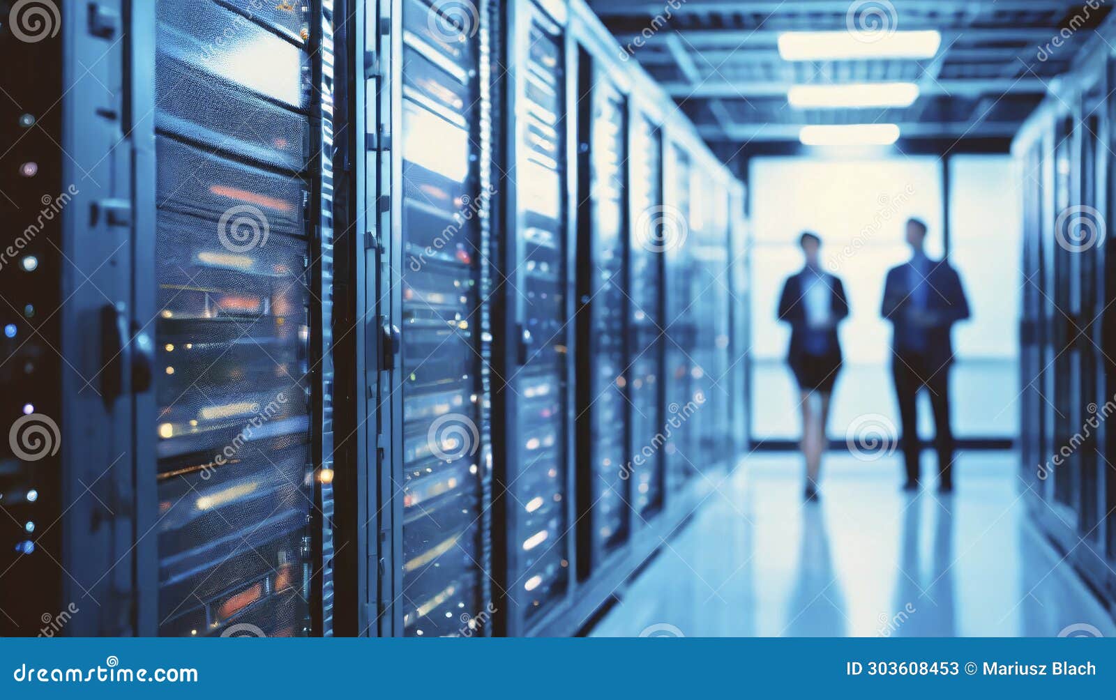 Server Room Data Center with Rows of Server Racks Stock Illustration ...