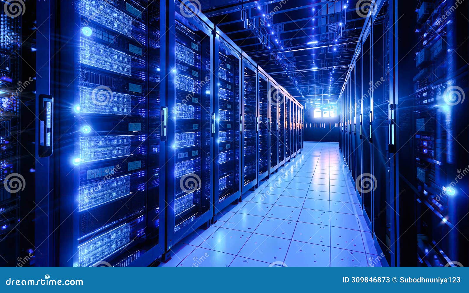 Server Room Data Center with Rows of Server Racks Stock Illustration ...