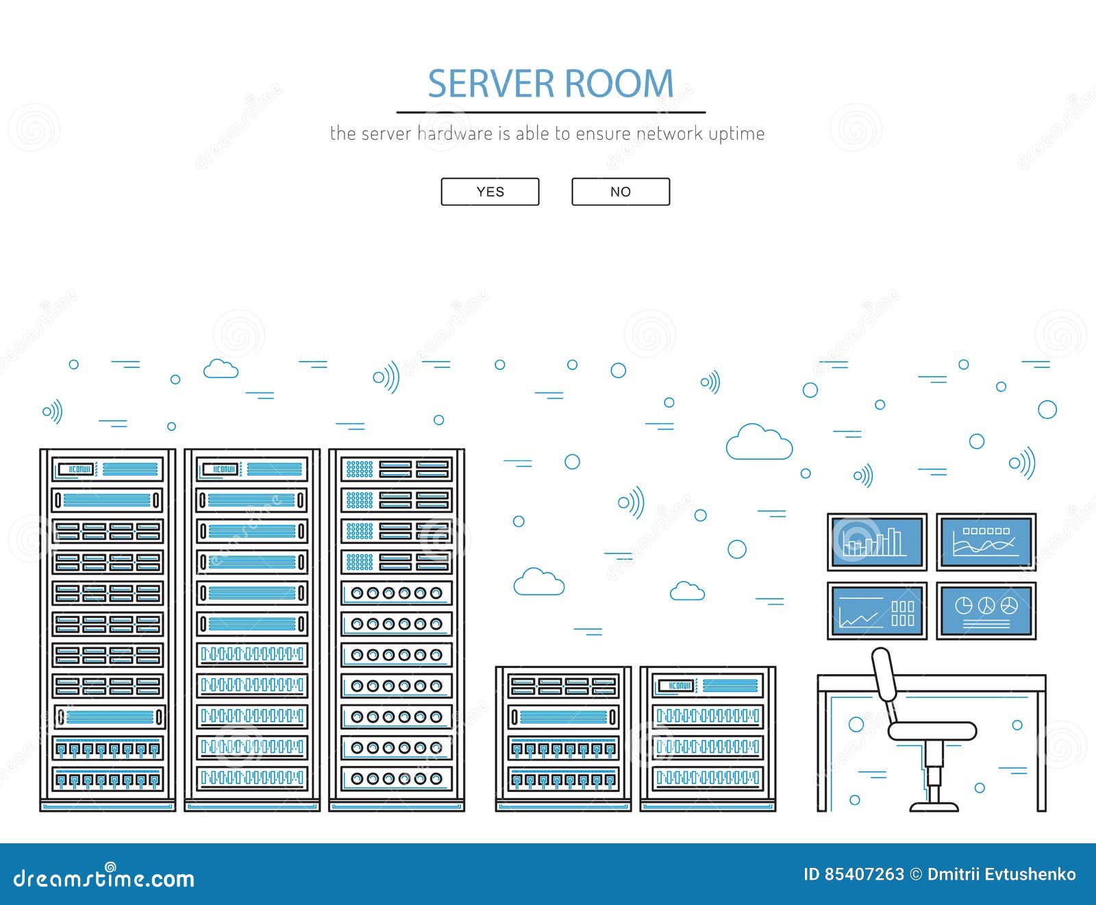 Server Room and Data Center Stock Vector - Illustration of business ...