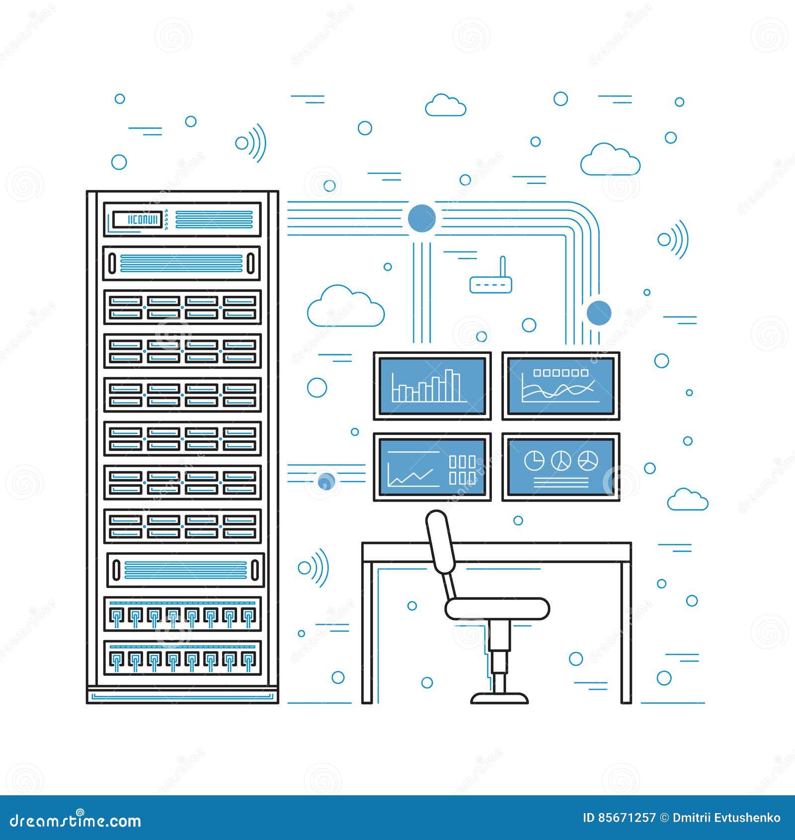 Server Room And Data Center Cartoon Vector | CartoonDealer.com #85671257