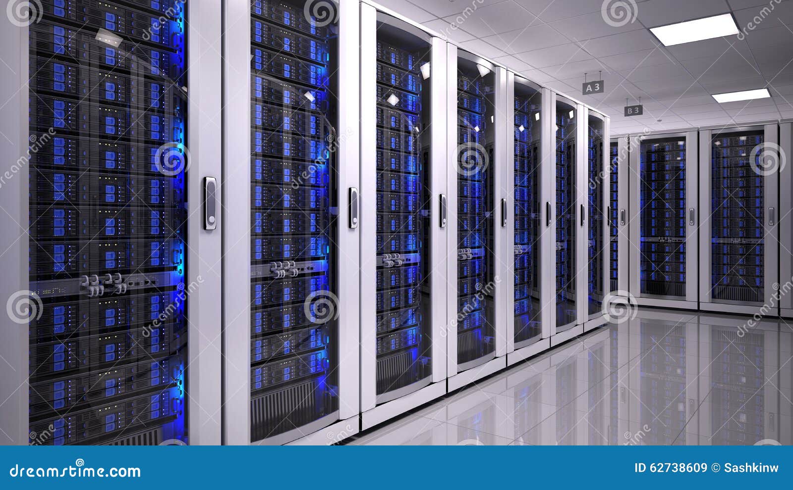 Server Room in datacenter stock illustration. Illustration of data ...