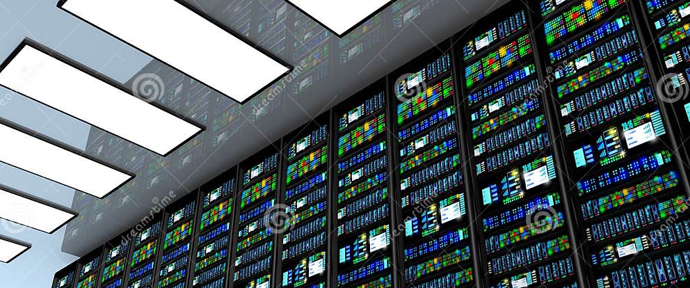 Server Room in Datacenter, Room Equipped with Data Servers. Stock ...