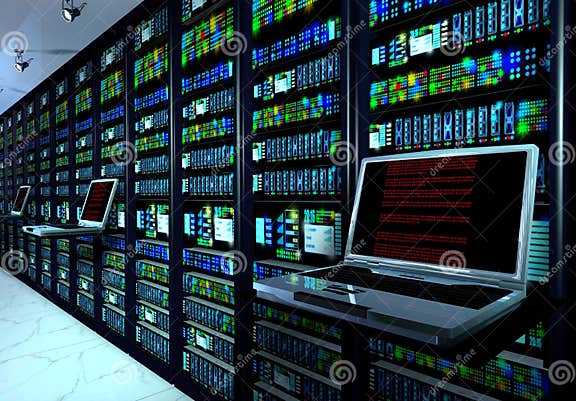 Server Room in Datacenter, Room Equipped with Data Servers. Stock Photo ...