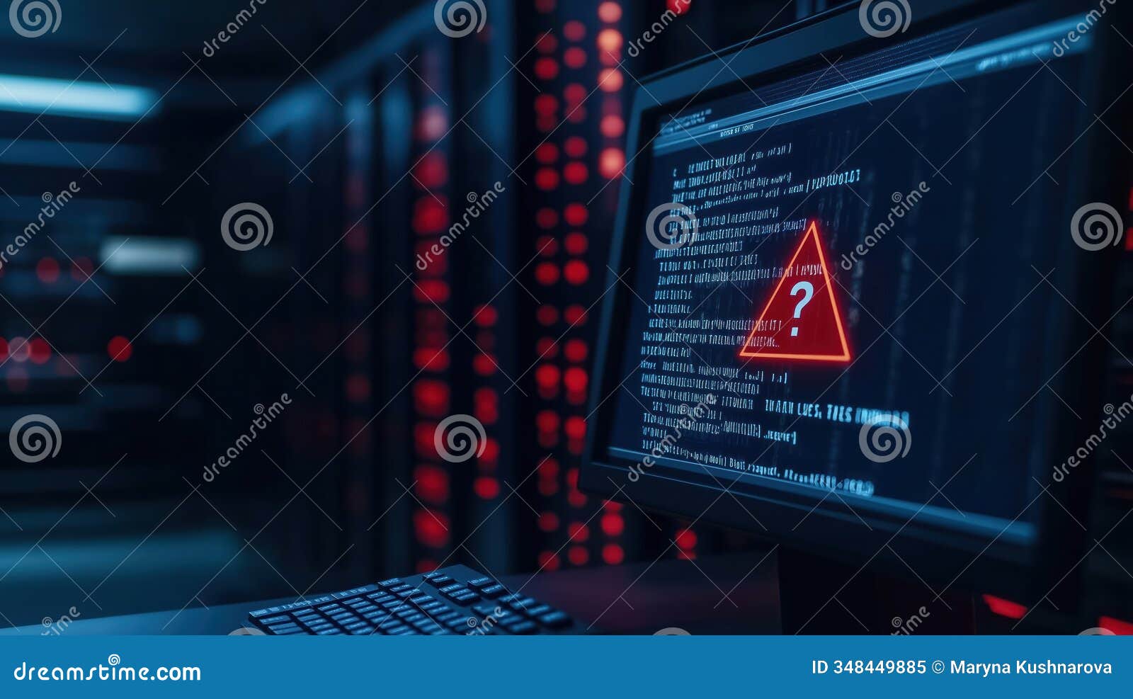 Cybersecurity Alert Digital Warning Sign Red Neon Glowing Exclamation ...