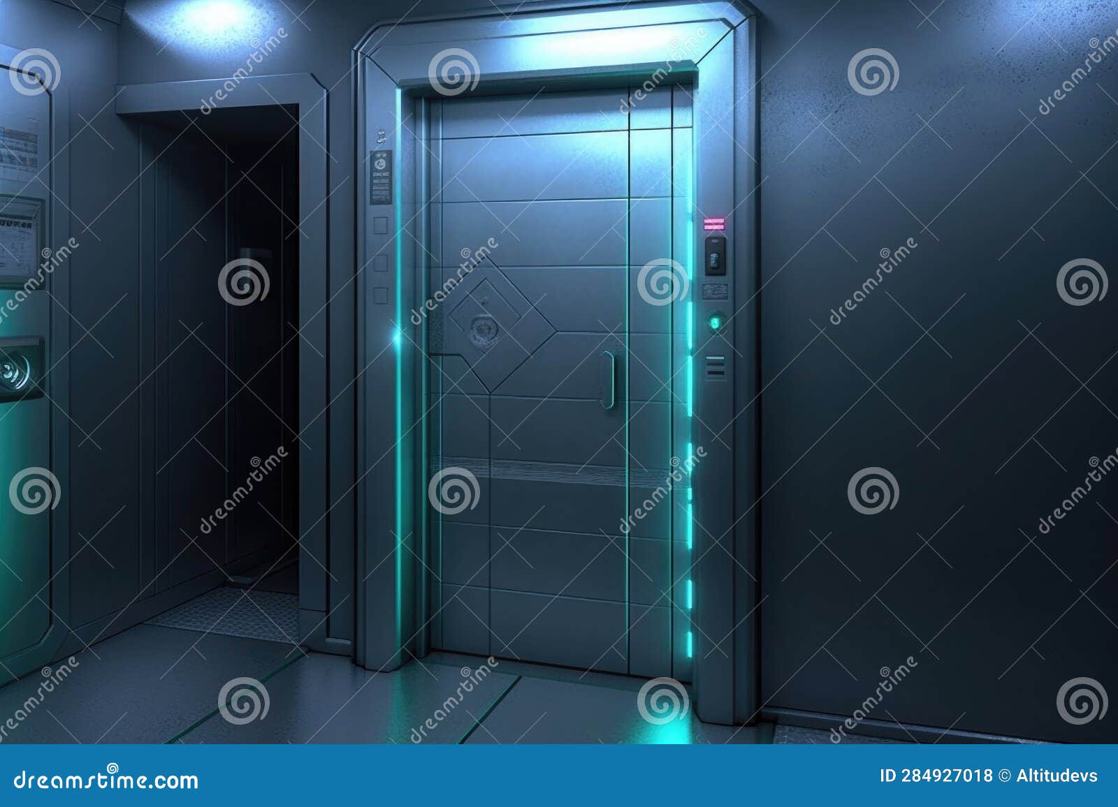 Server Room Door with Fingerprint Scanner Access Stock Illustration ...