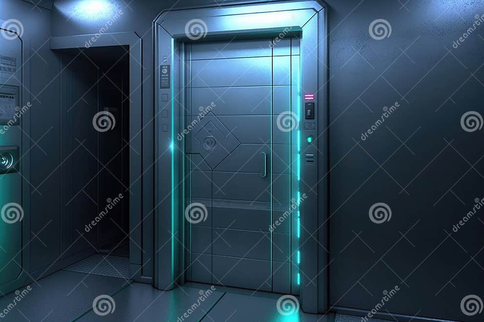 Server Room Door with Fingerprint Scanner Access Stock Photo - Image of ...