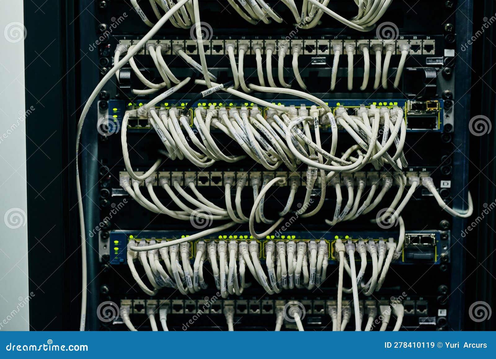 Server Room, Empty or Cables for Internet Connection, Cloud Computing ...