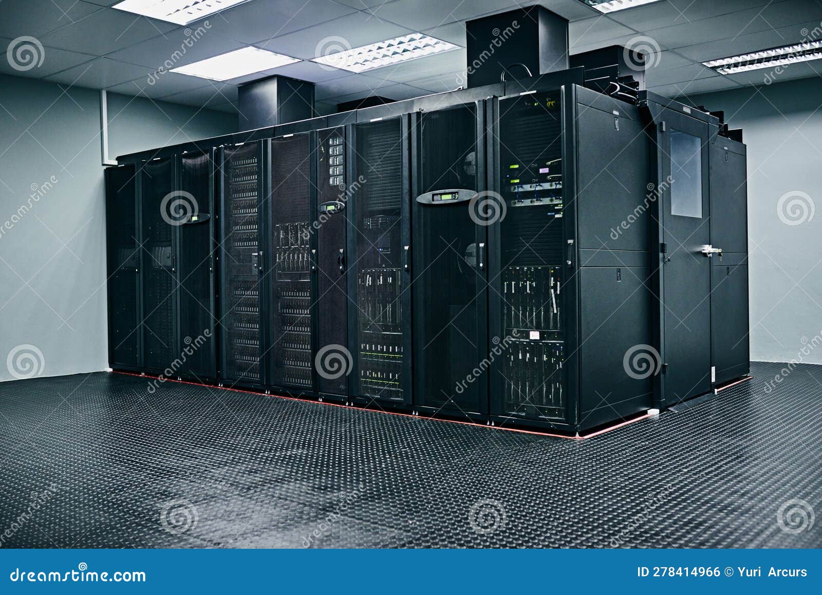 Server Room, Empty or Hardware Electronics for Internet Connection ...