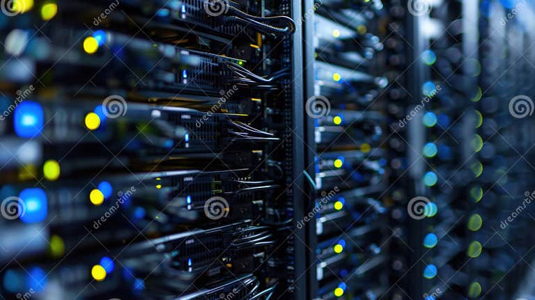 Server Room Equipment Blinking Lights in Data Center Stock Image ...