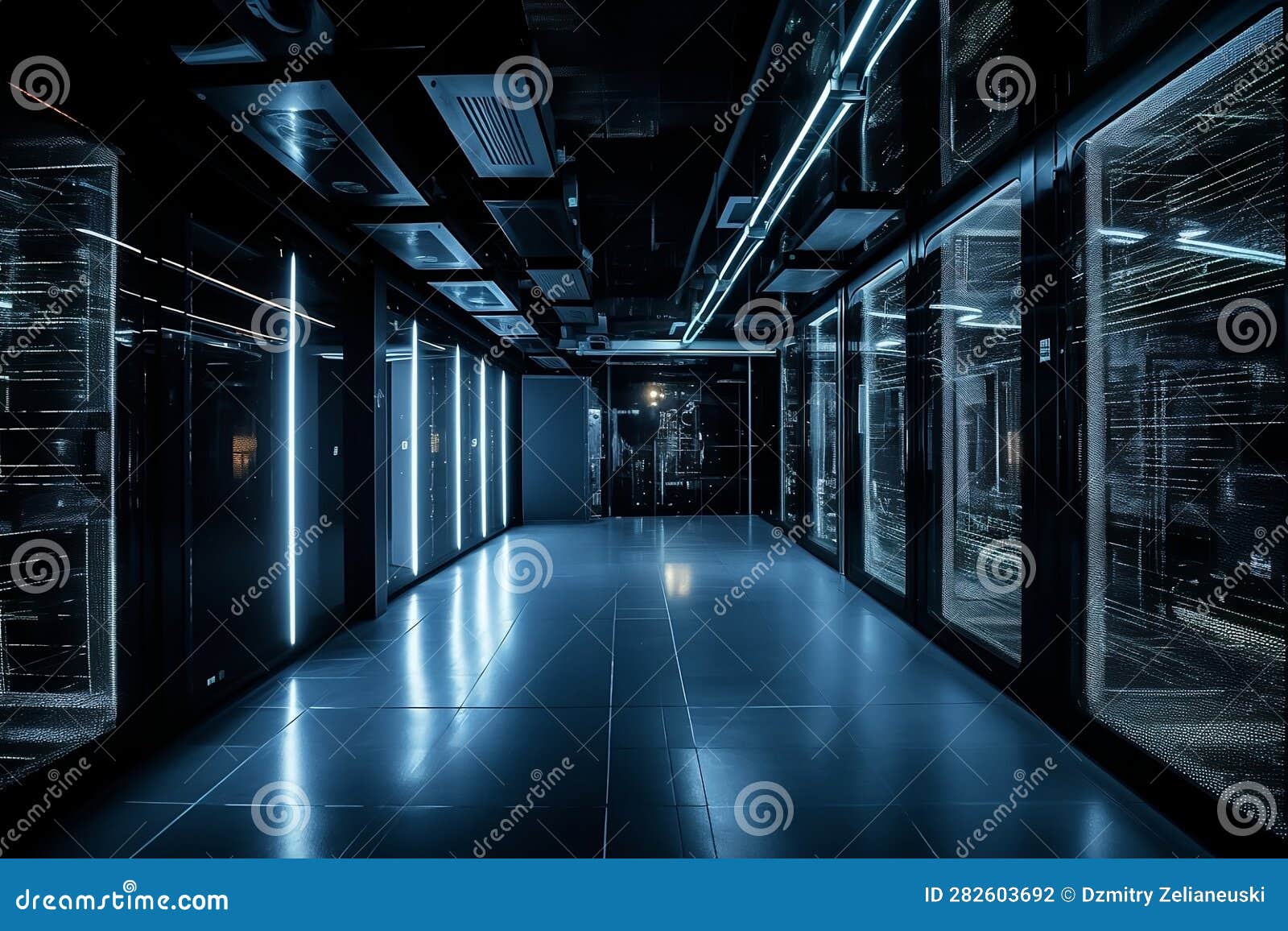 Server Room in a Factory. Generative AI. Stock Illustration ...
