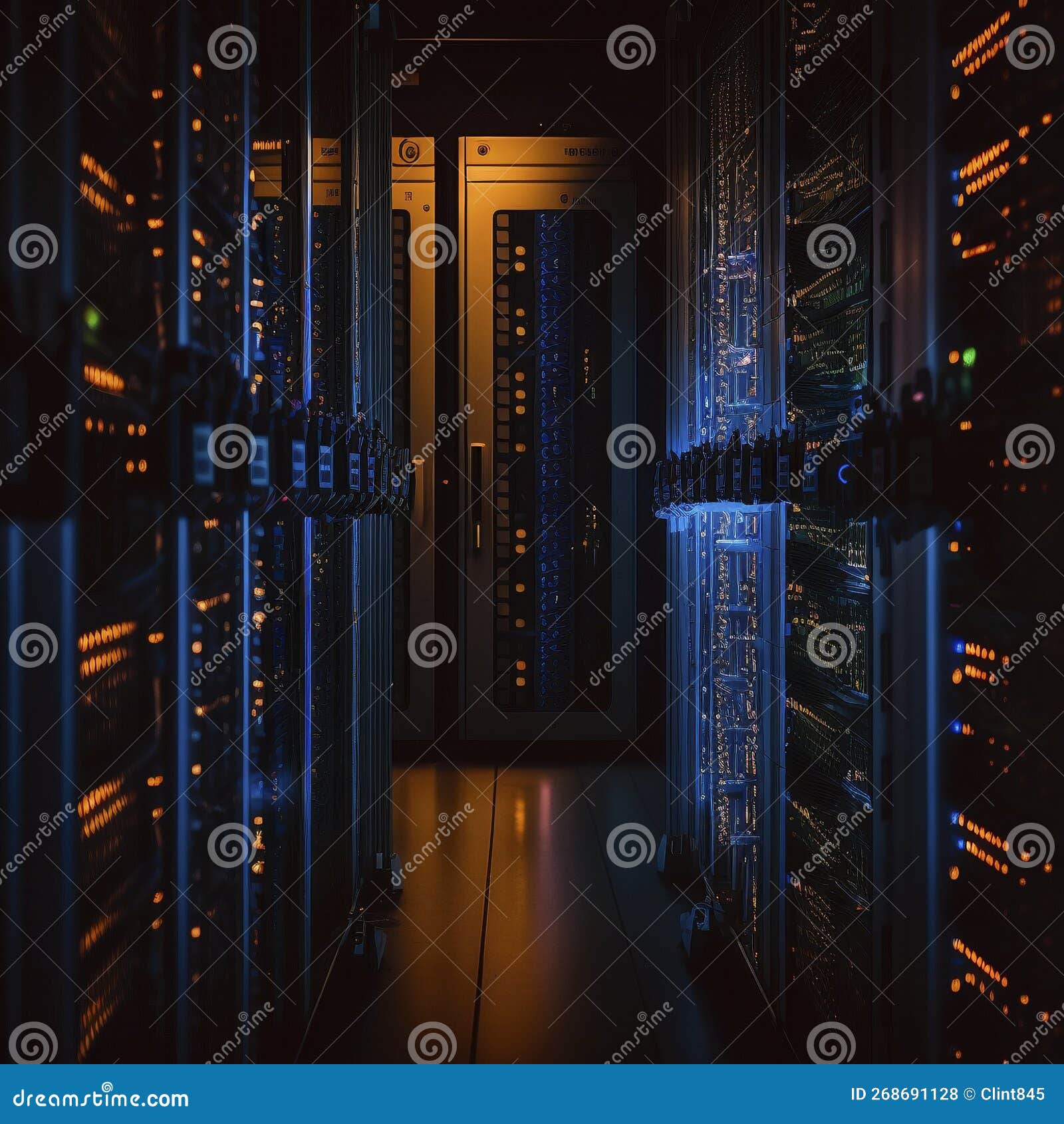 A Server Room, Filled with Computer Monitors Displaying Complex Algorithms and Data Streams ...