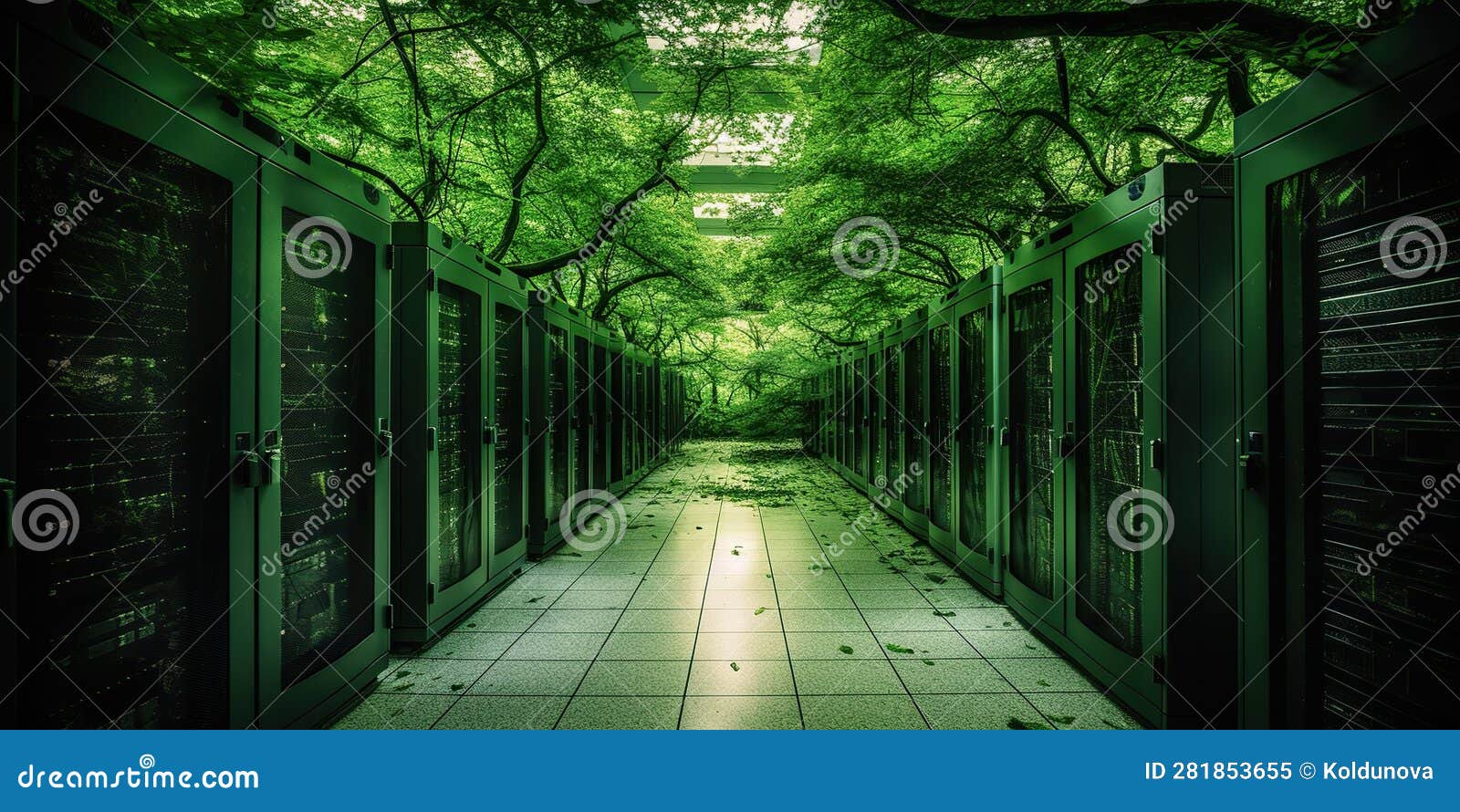 Server Room Full of Green Trees , Concept of Data Center, Created with ...