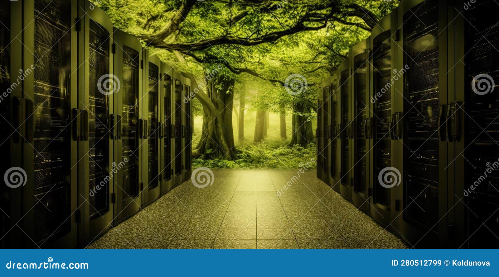 Server Room Full of Green Trees , Concept of Data Center, Created with ...