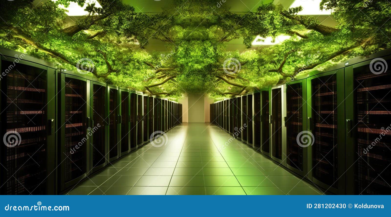 Server Room Full of Green Trees , Concept of Data Center, Created with ...