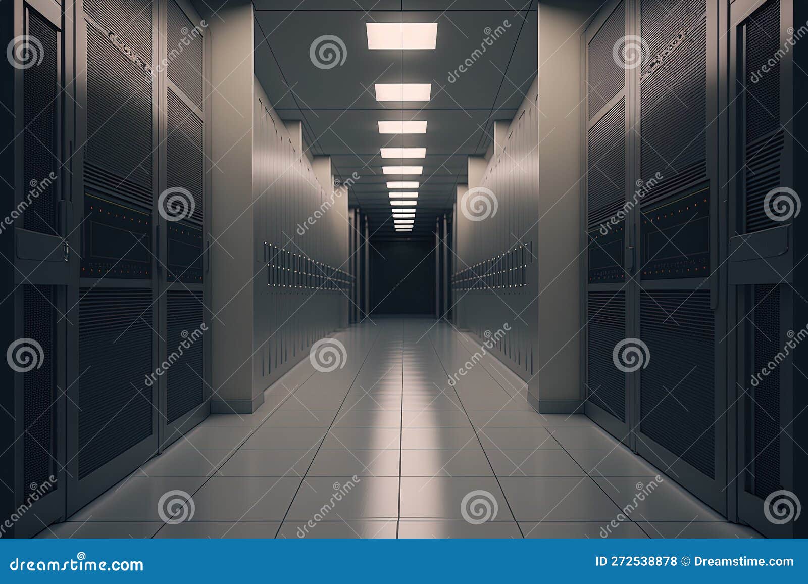 Server Room Hallway with a Line of Servers in it Stock Illustration ...