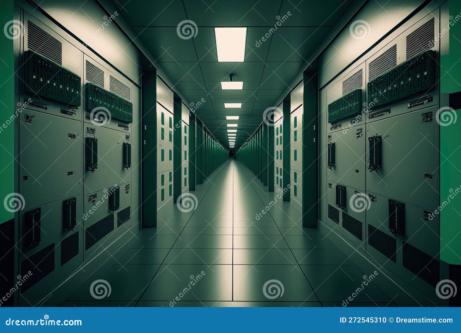 Server Room Hallway with a Line of Servers in it Stock Illustration ...