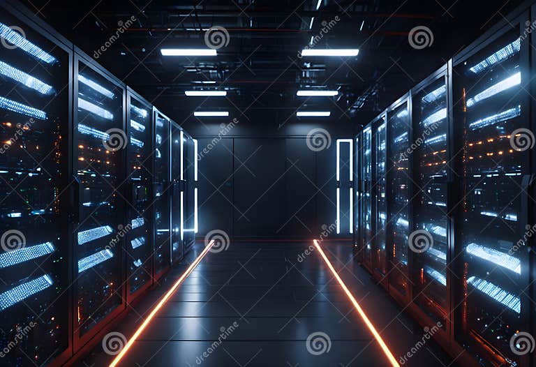 A Digital Illustration of a High-tech Server Room. Stock Illustration ...