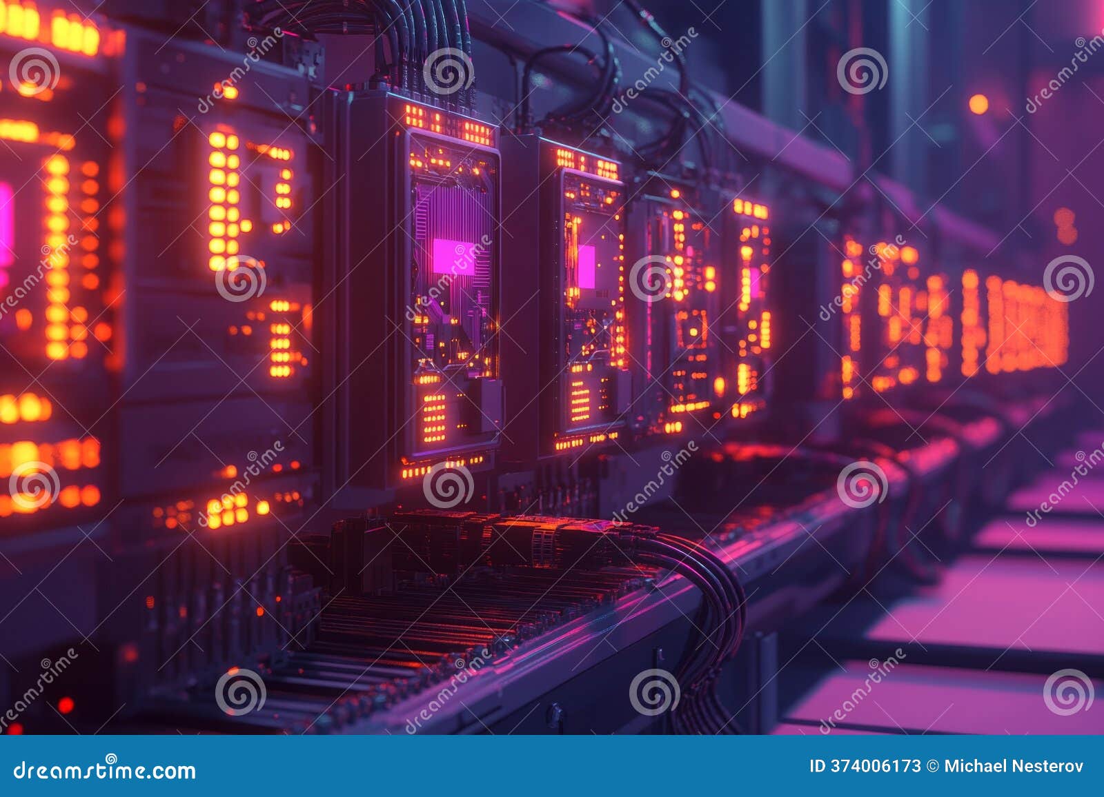 Many Powerful Servers Running In The Data Center Server Room Stock ...