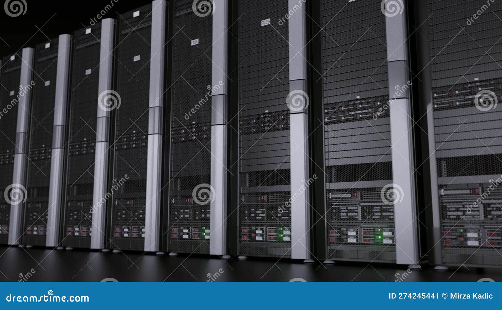 Server Room Server Hub Server Farm 3D Render Stock Illustration ...