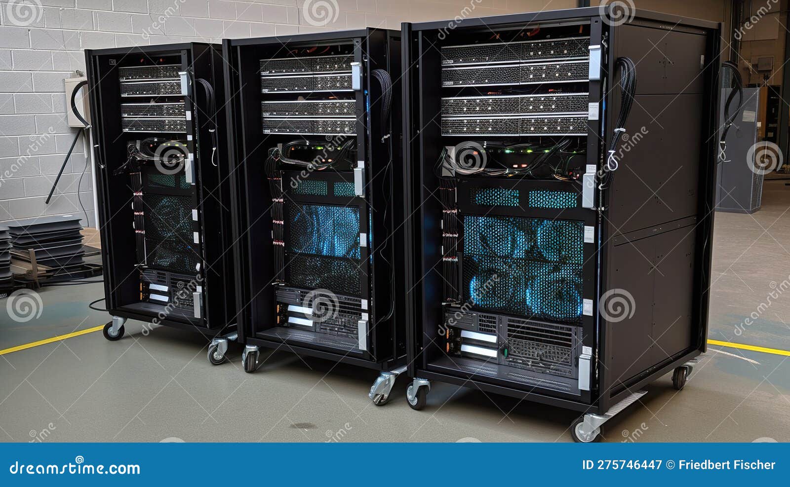 Server Room Illuminated by Glowing Lights and Indicators, AI Generative ...