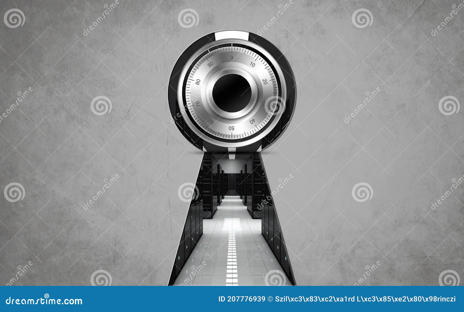 Server Room Integrated in Keyhole Stock Image - Image of electronics ...