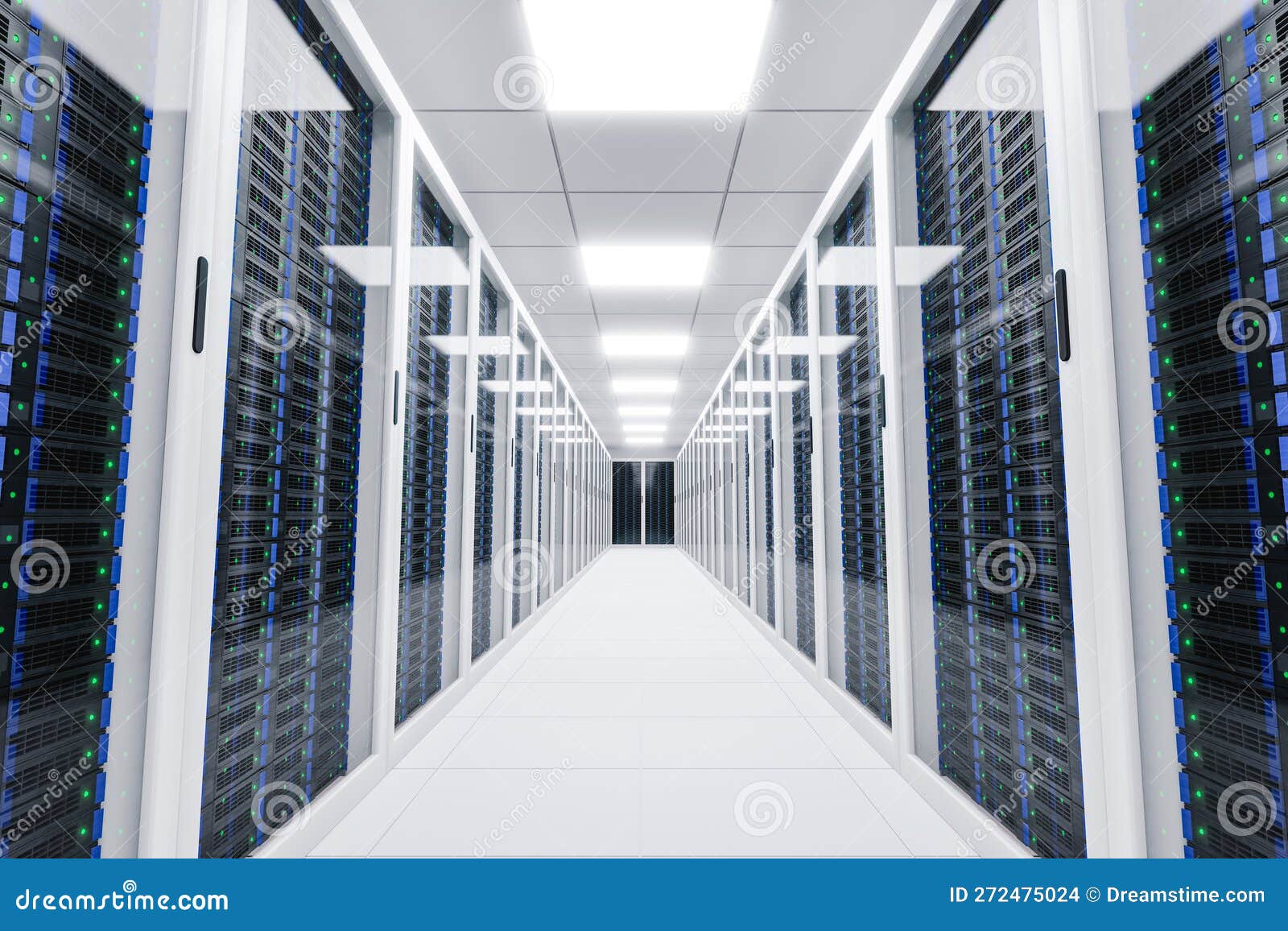 Server Room Interior in Data Center. 3d Render Stock Illustration ...