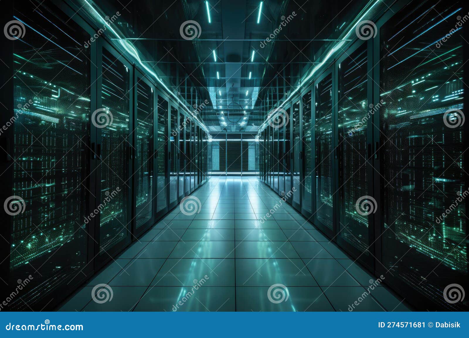 Server Room Interior. Data Center. Generative AI Stock Illustration ...