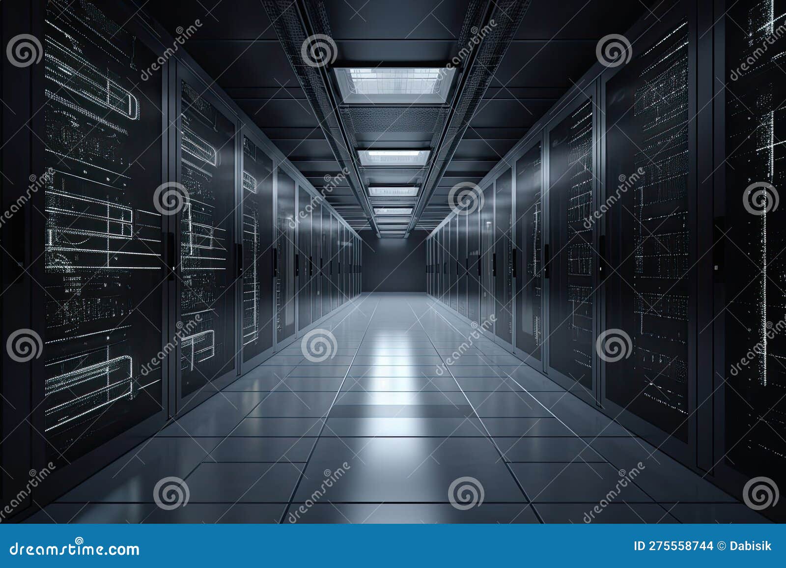 Server Room Interior. Data Center. Generative AI Stock Photo - Image of ...