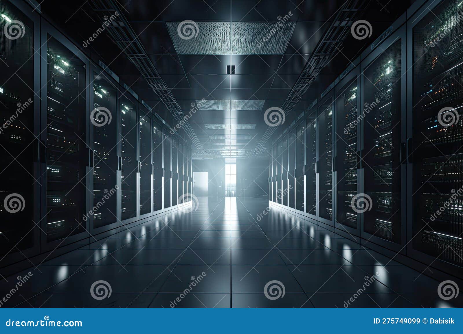Server Room Interior. Data Center. Generative AI Stock Illustration ...