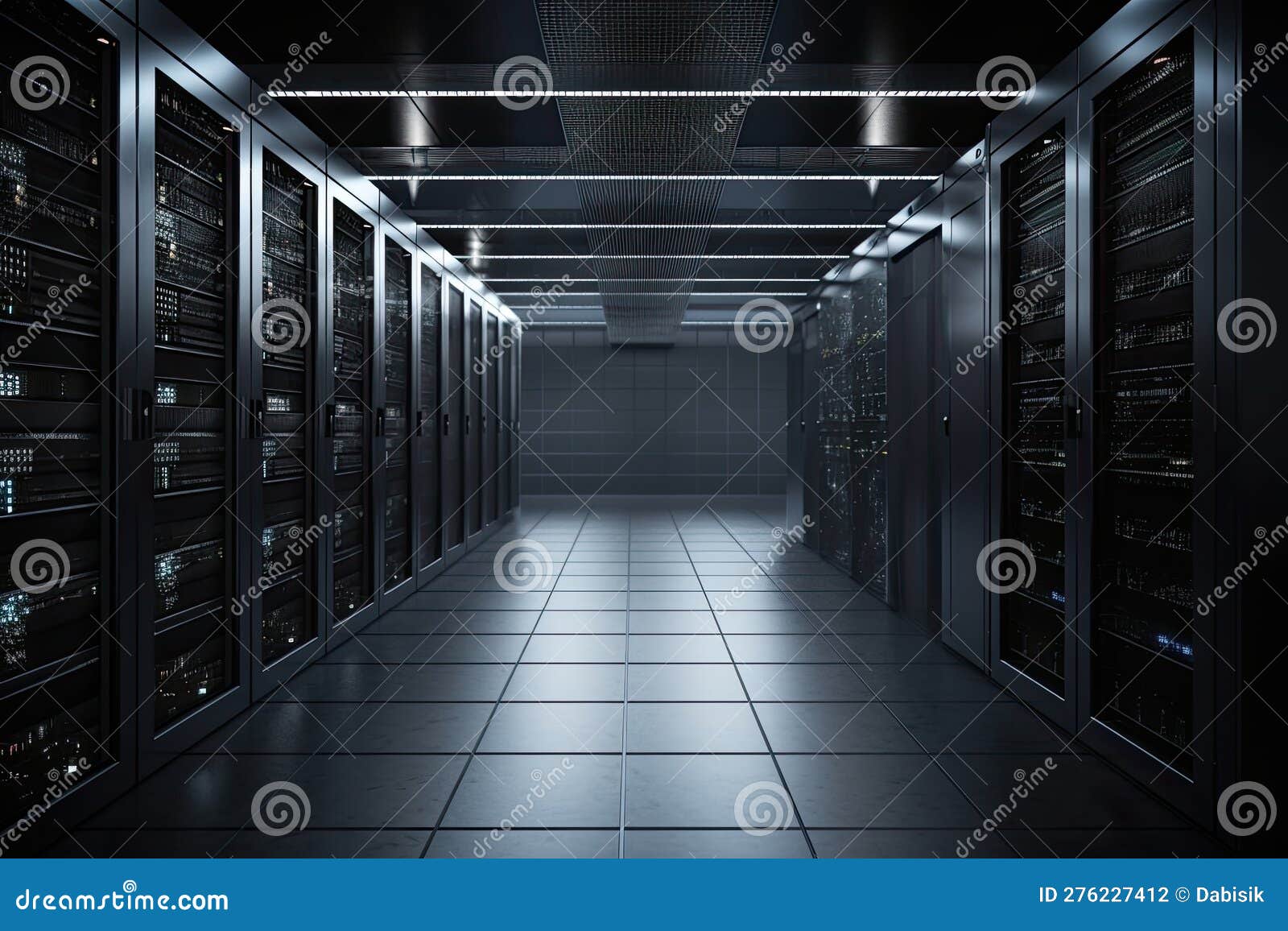 Server Room Interior. Data Center. Generative AI Stock Illustration ...