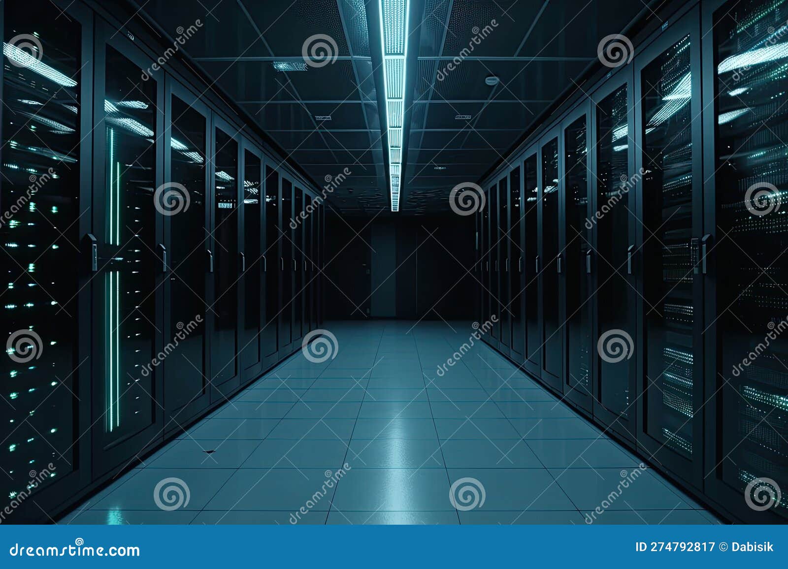 Server Room Interior. Data Center. Generative AI Stock Illustration ...