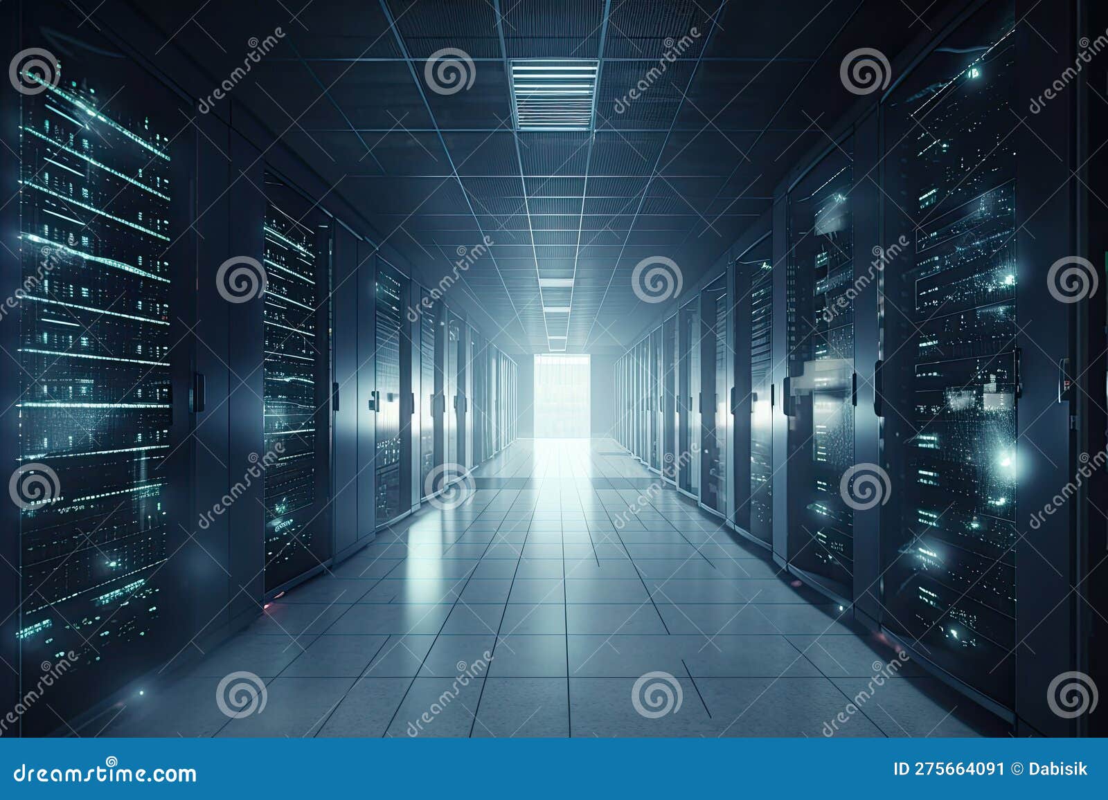 Server Room Interior. Data Center. Generative AI Stock Illustration ...