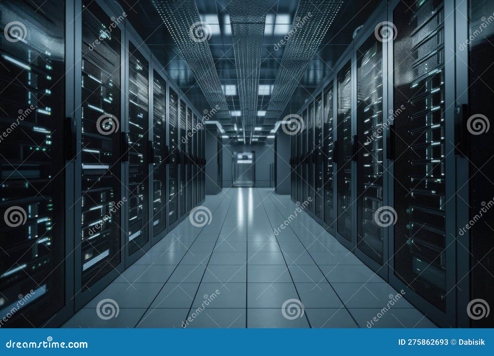 Server Room Interior. Data Center. Generative AI Stock Illustration ...