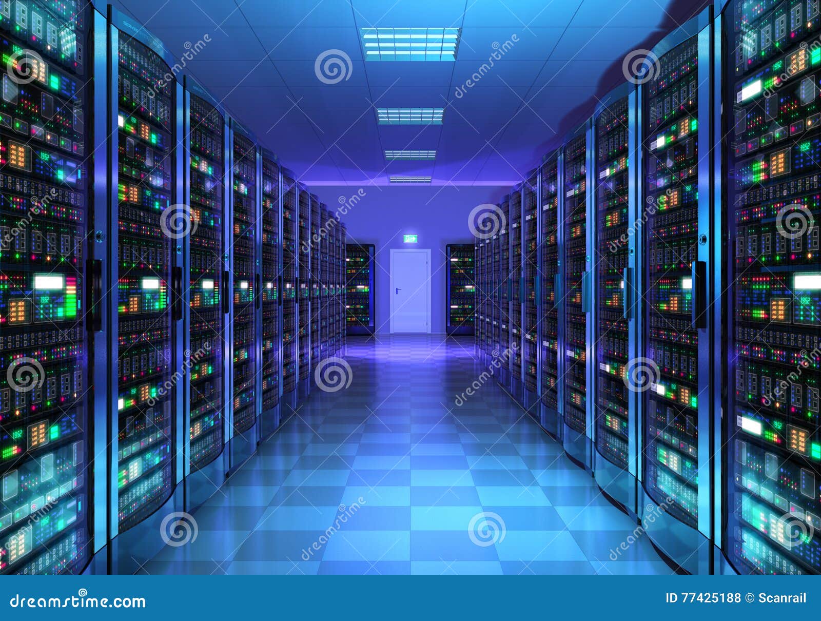 Server Room Interior in Datacenter Stock Illustration - Illustration of ...