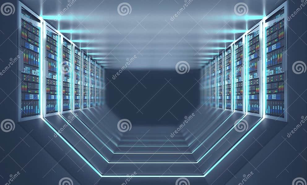 Server room interior stock illustration. Illustration of computer ...