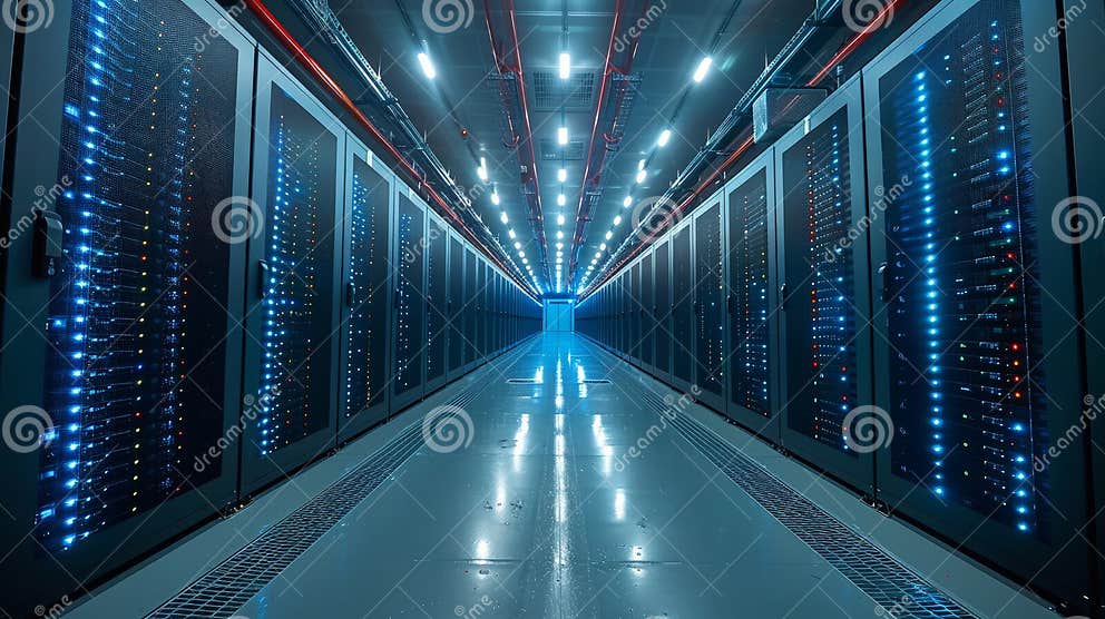 Server Room Interior. High-Tech Data Center Environment Stock ...