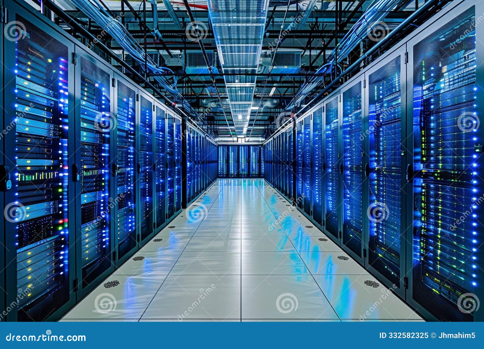 Server Room Interior Rows of Data Center Servers Stock Illustration ...