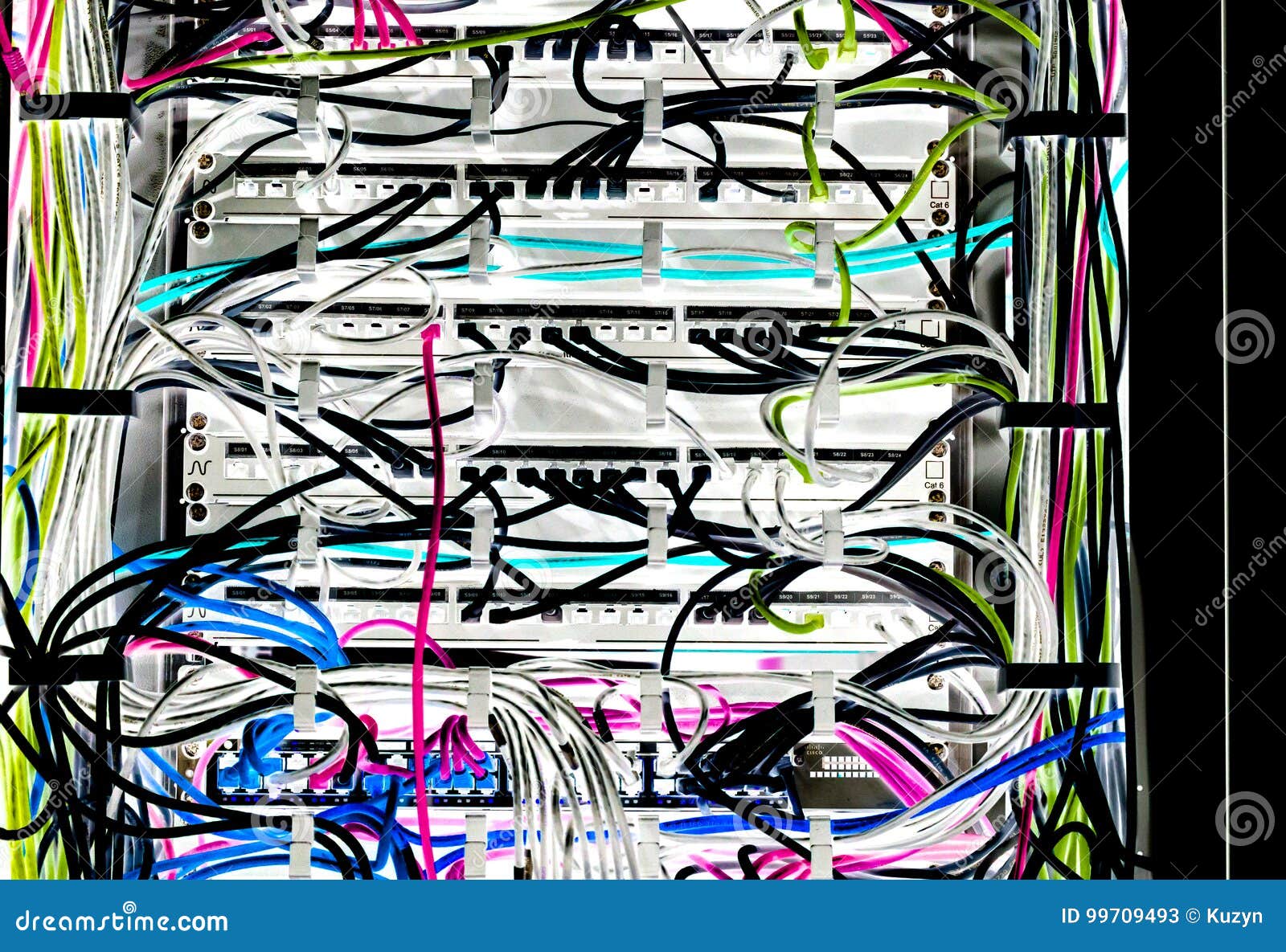 Server Room Internet Connected Servers with Multi Cables Stock Image ...