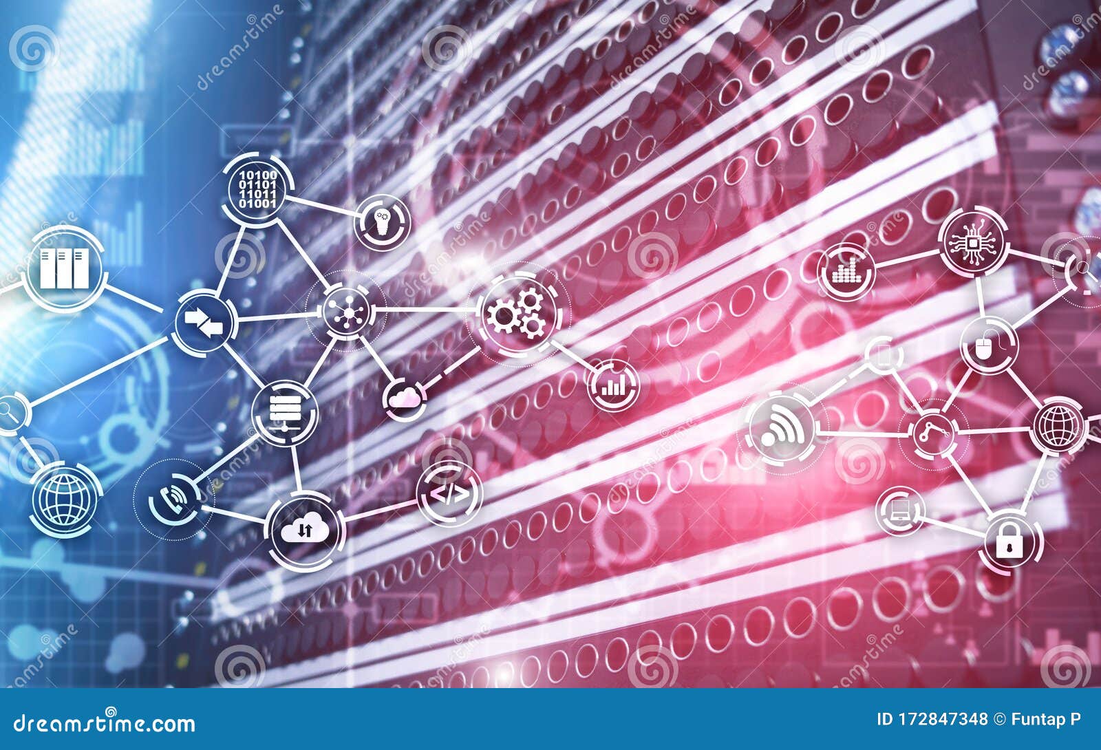 Server Room IOT Communication Smart Industry Internet of Things Concept ...