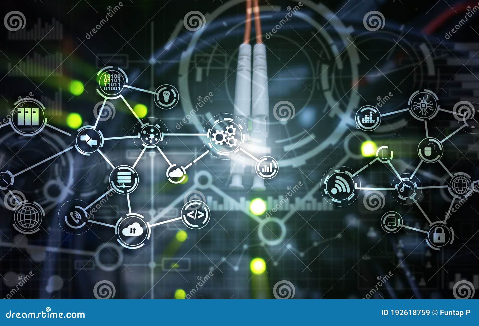 Server Room IOT Communication Smart Industry Internet of Things Concept ...