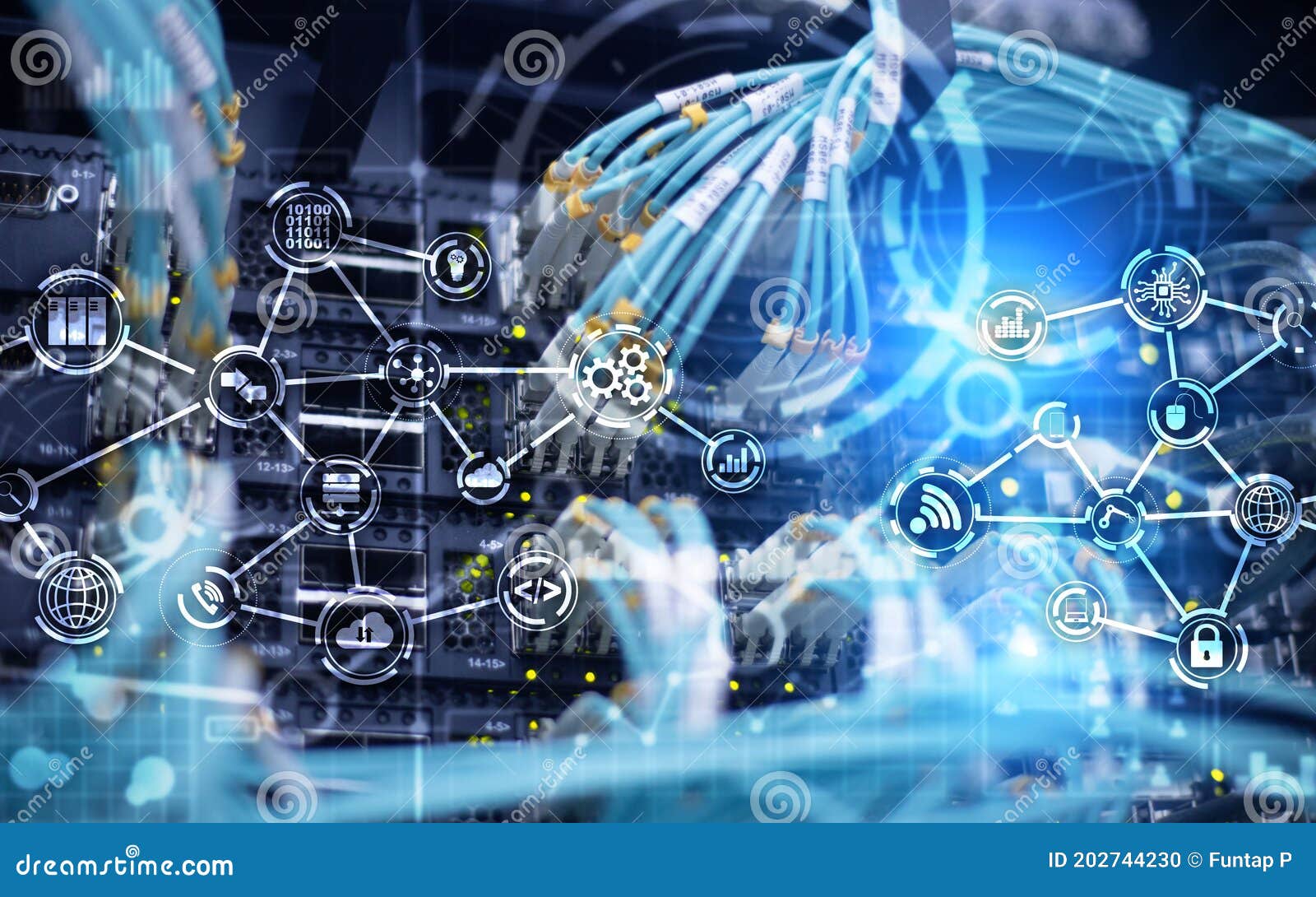 Server Room IOT Communication Smart Industry Internet of Things Concept ...