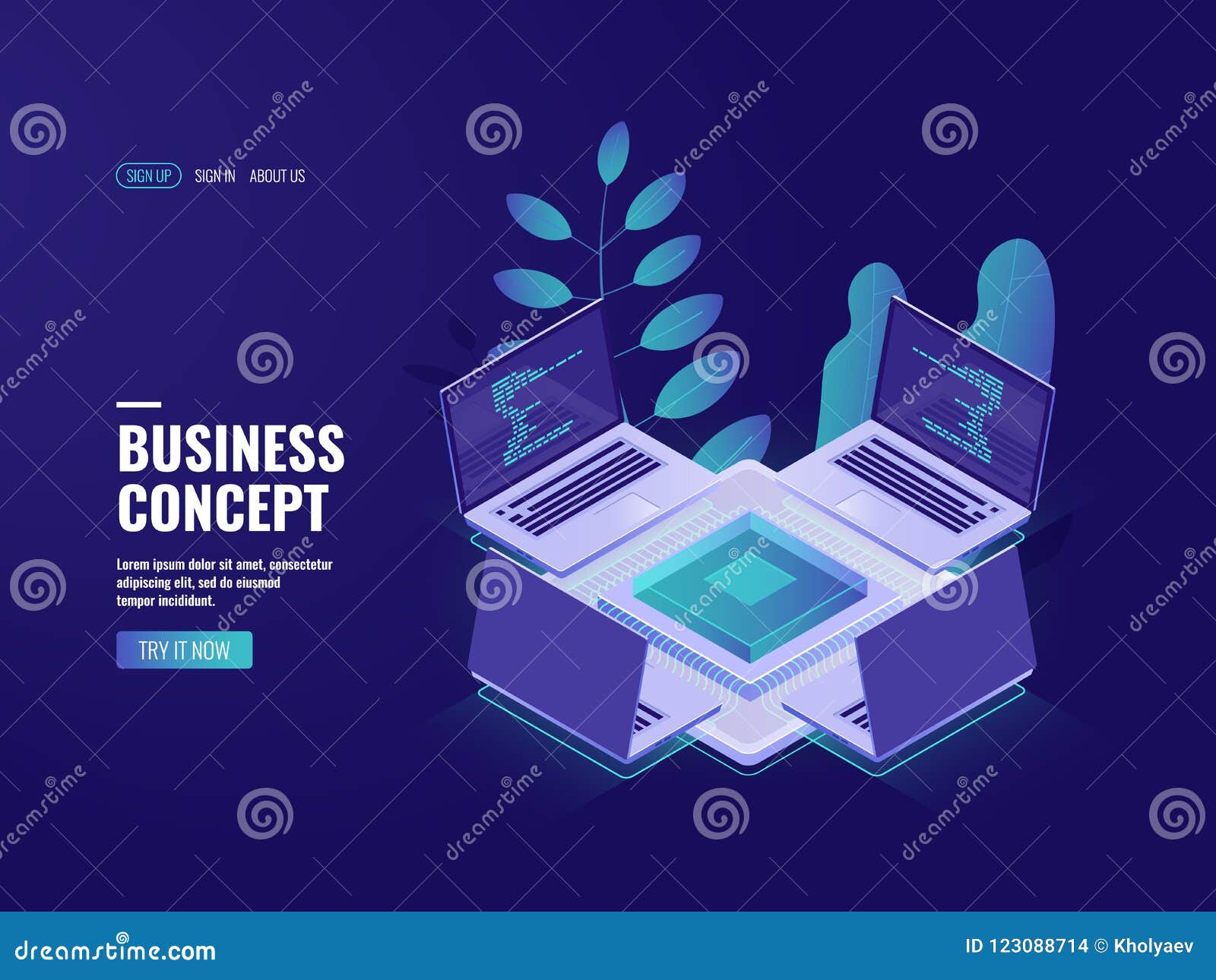 Server Room Isometric Big Data Processing, Cloud Storage, Blockchain Technology, Data Center and ...