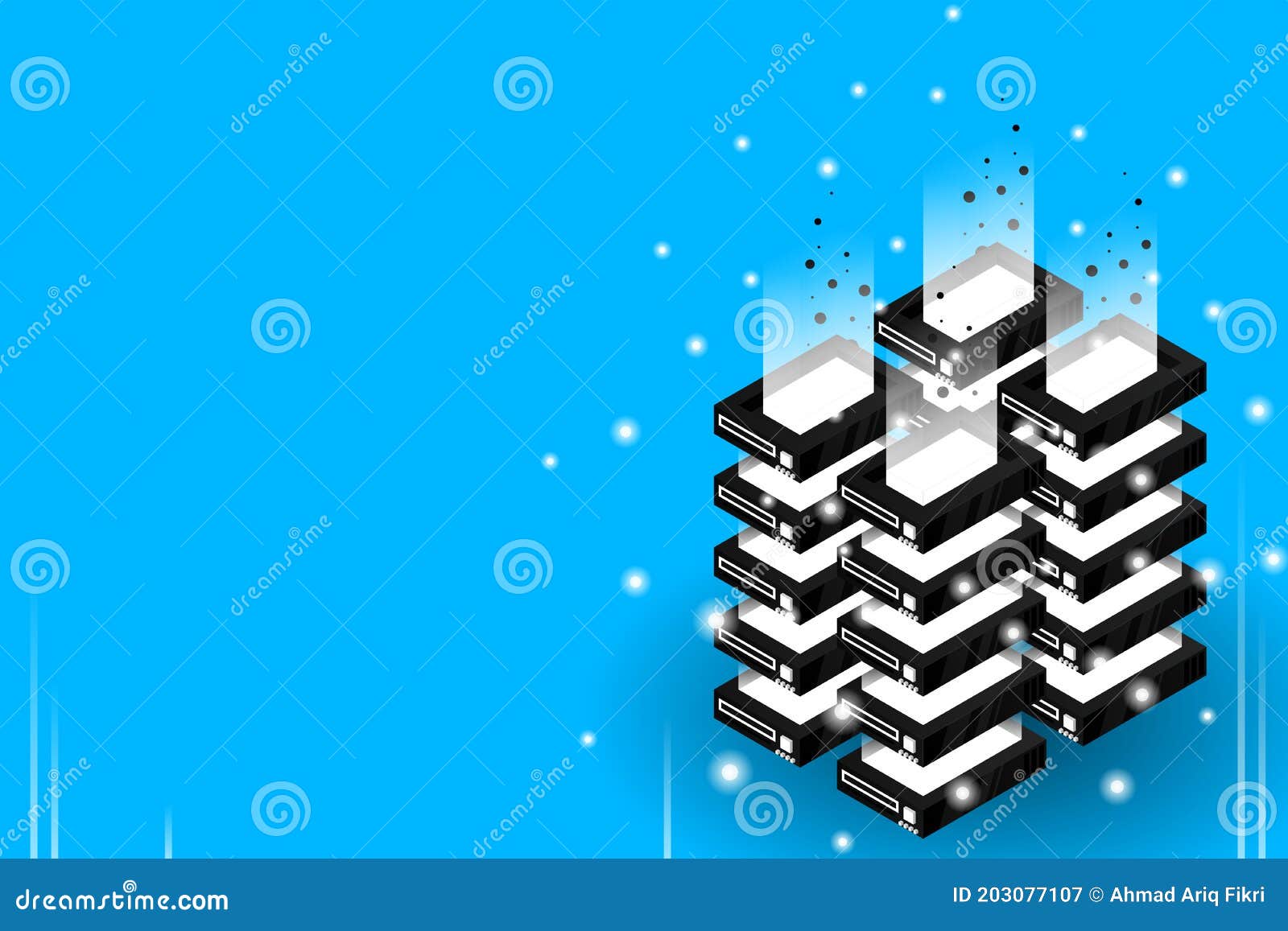 Server Room Isometric, Cloud Storage Data, Data Center, Big Data Processing and Computing ...