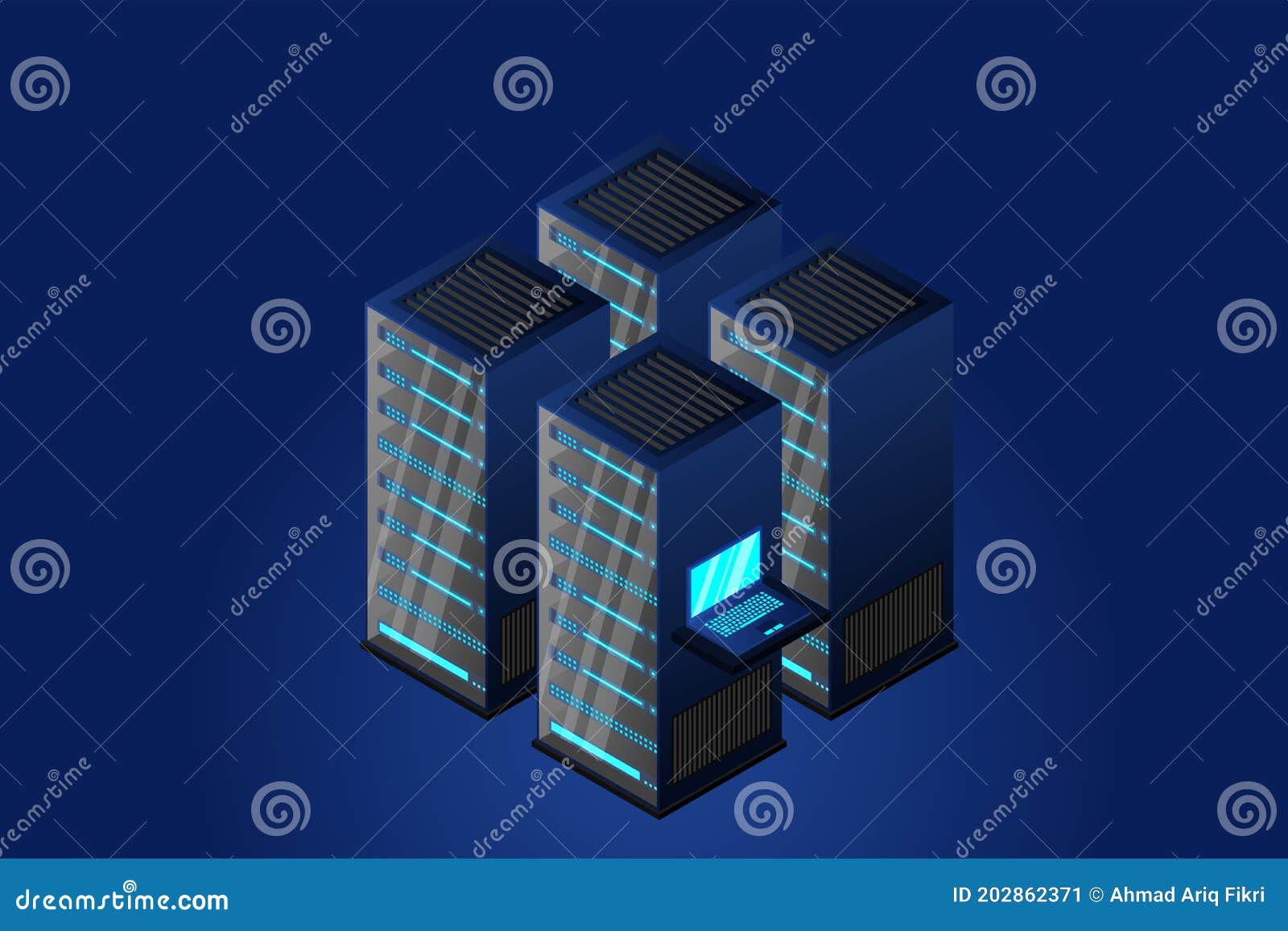 Server Room Isometric, Cloud Storage Data, Data Center, Big Data Processing and Computing ...